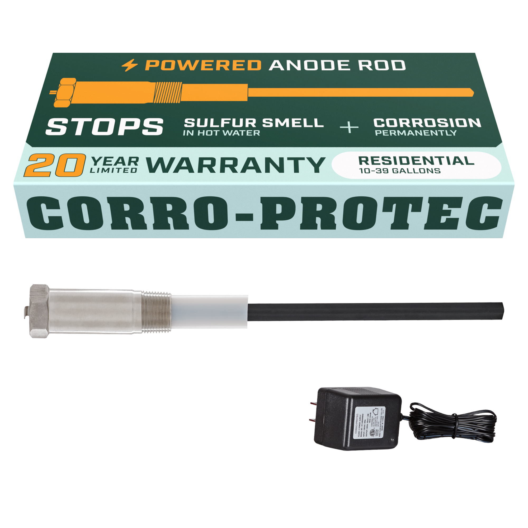 96386 Corro-Protec® Powered Titanium Anode Rod (10-39 gallon tank ...