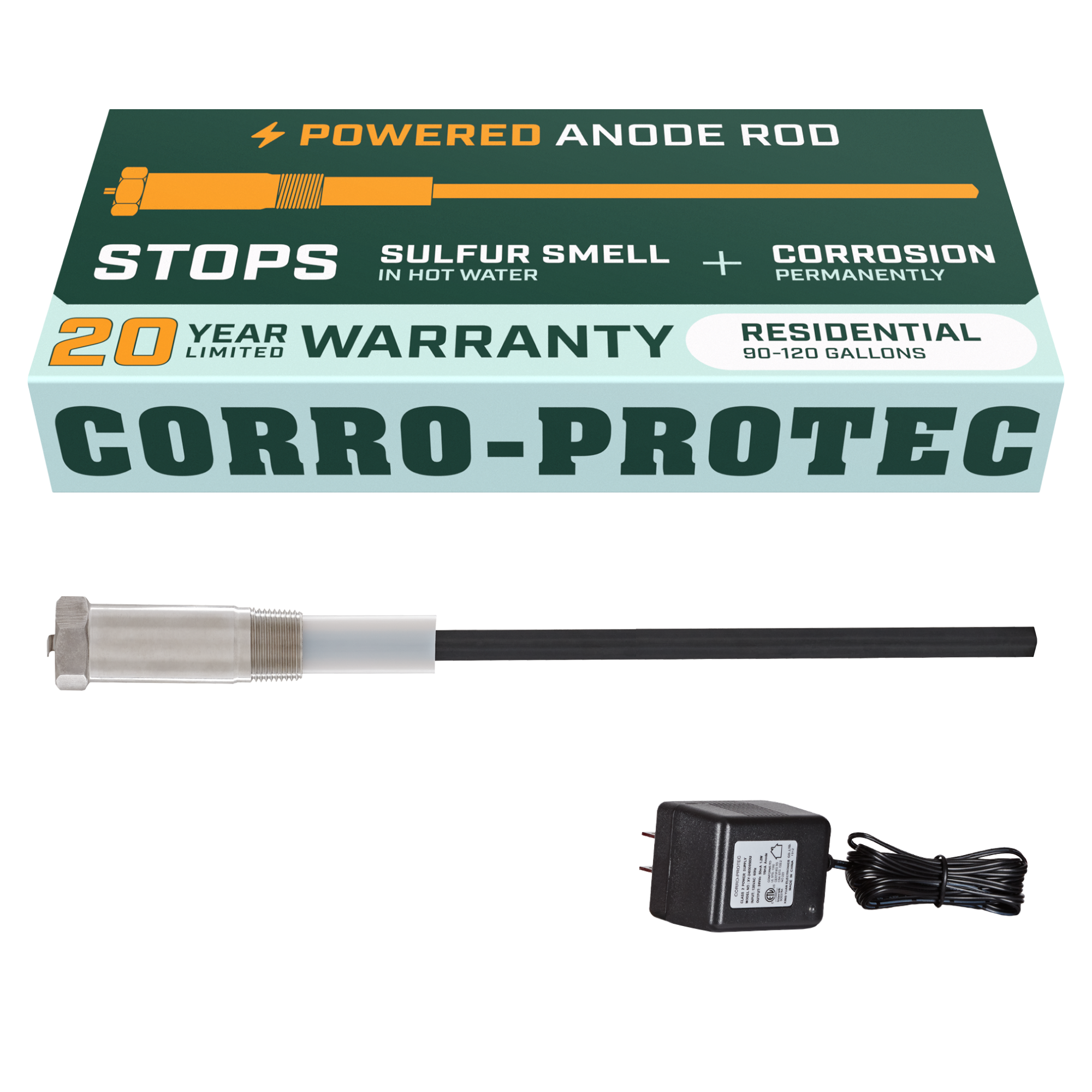 96388 Corro-Protec® Powered Titanium Anode Rod (90-120 gallon tank ...
